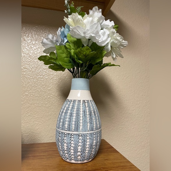 Pier 1 | Accents | Pier Vase In Mint Gray White Colors 8 Tall | Poshmark
